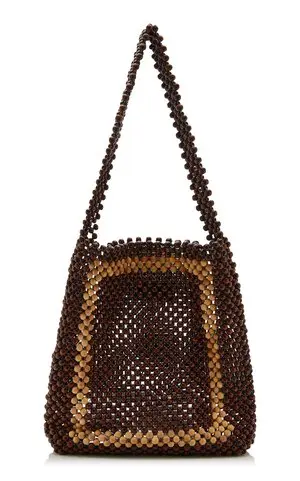 ST. AGNI Beaded Wooden Tote Bag - Brown