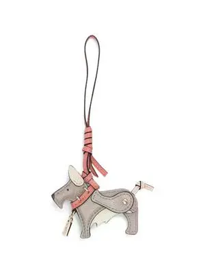 Furla Dog-motif Leather Bag Charm - Grey
