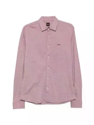 BOSS Logo-embroidered Long-sleeve Shirt - Red