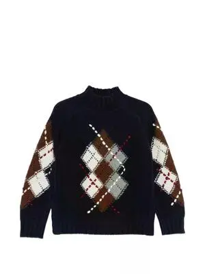 ERMANNO FIRENZE Argyle Knit High Neck - Blue