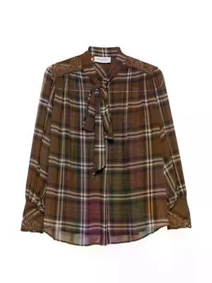 ERMANNO FIRENZE Check-pattern Pussy-bow Shirt