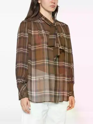 ERMANNO FIRENZE Check-pattern Pussy-bow Shirt