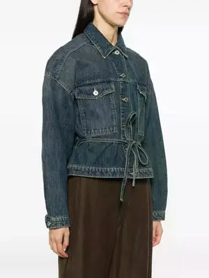 Soeur Lys Belted Denim Jacket - Blue