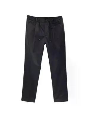 Herno Navy Satin Drawstring Waist Pleated Trousers - Blue