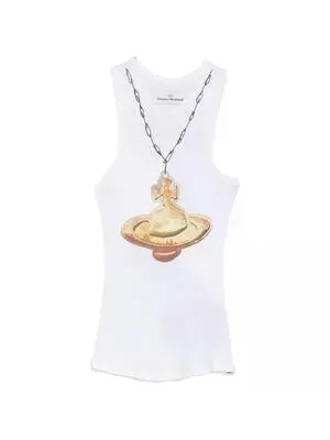 VIVIENNE WESTWOOD Orb-print Ribbed Vest - Blue