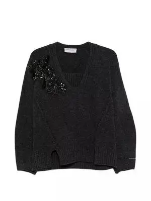 ERMANNO FIRENZE Bead-embellished Layered-effect Sweater