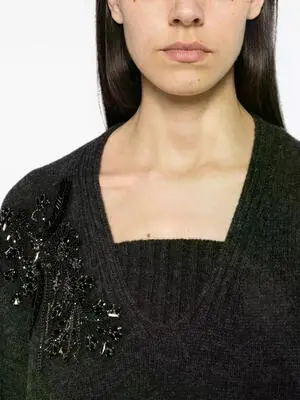 ERMANNO FIRENZE Bead-embellished Layered-effect Sweater