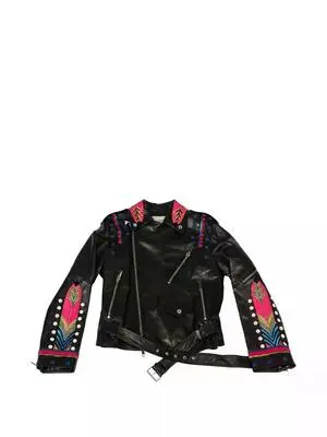 Valentino Garavani Bead-embellished Leather Jacket