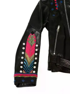 Valentino Garavani Bead-embellished Leather Jacket
