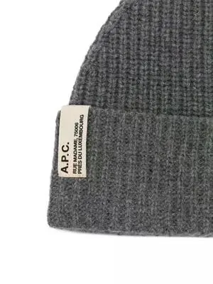 A.p.c. Ribbed-knit Logo-patch Beanie Hat