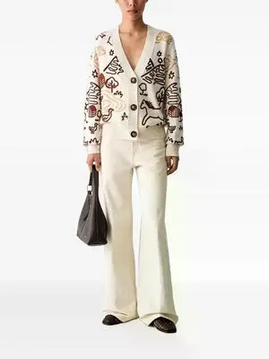 Farm Rio Embroidered Button-up Cardigan - Neutrals