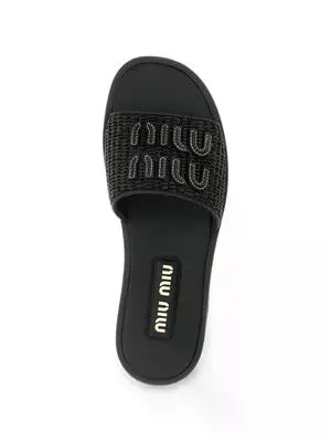 Miu Miu Logo-patch Woven Slides