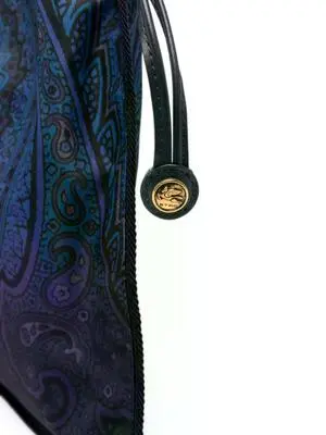 Etro Paisley Print Drawstring Clutch - Blue