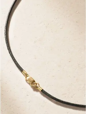 Marisa Klass 18-karat Gold Sugilite And Leather Necklace