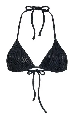 ZIAH Embroidered Triangle Bikini Top - Black