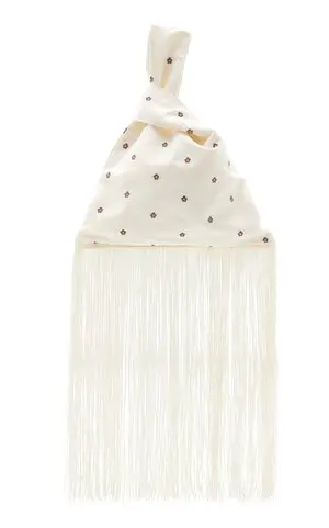 MÉLISSE The Rose Bud Embroidered Moire Knot Bag - Ivory