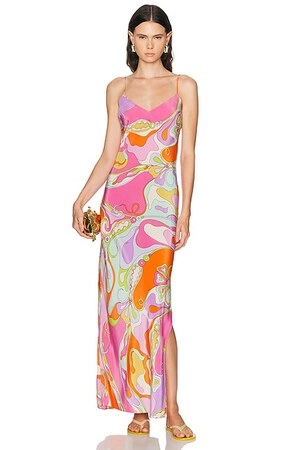 Emilio Pucci Crepe De Chine Long Dress - Multicolor