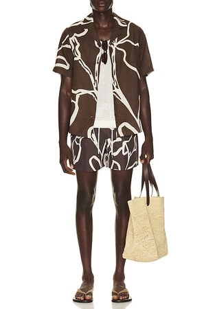 Frescobol Carioca Printed Swim Shorts - Cacao