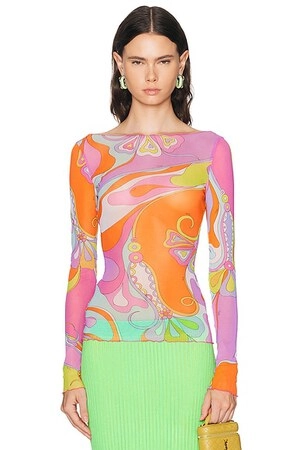Emilio Pucci Tulle Long Sleeve Top - Multicolor