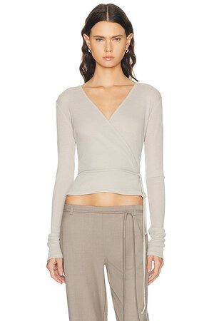 ST. AGNI Baby Wool Wrap Top - Soft Ash