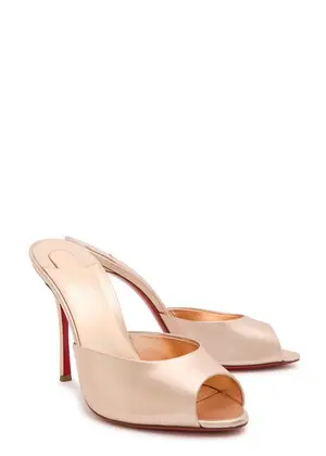 CHRISTIAN LOUBOUTIN Me Dolly 100 Pearlescent Leather Mules - Pink