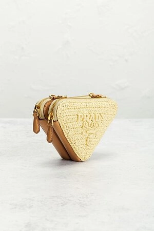 Prada Raffia Mini Triangle Shoulder Bag