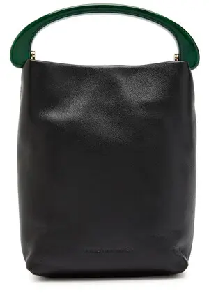 Dries Van Noten Crisp Leather Top Handle Bag - Black
