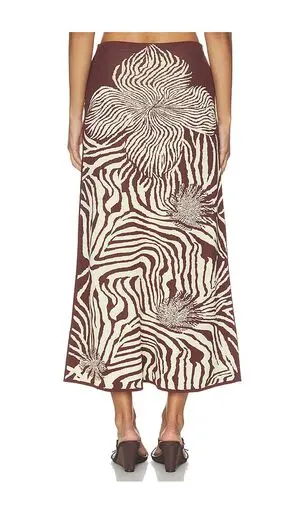 Alexis Jazlyn Printed Midi Skirt - Brown
