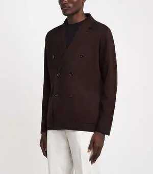 LARDINI Virgin Wool Double-breasted Cardigan