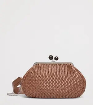 Max Mara Woven Leather Pasticcino Clutch Bag