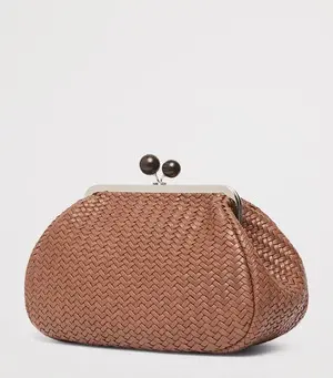 Max Mara Woven Leather Pasticcino Clutch Bag