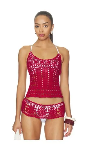 Frankies Bikinis Nari Crochet Top In . Also - Red