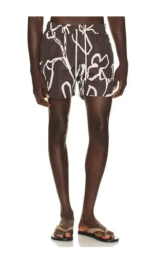 Frescobol Carioca Rio Flor Print Swim Shorts In . Also - Brown