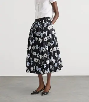 Prada Cotton Pleated Midi Skirt