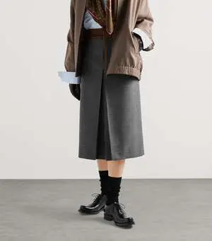 Prada Wool Rush Stitch Midi Skirt