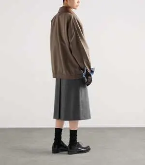 Prada Wool Rush Stitch Midi Skirt