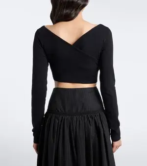 Alaïa Cotton-blend Crepe Wrap Top