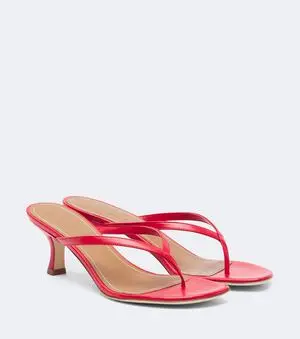 Staud Freja Leather Thong Sandals - Red