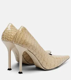 CHRISTEN Helix Croc-effect Patent Leather Pumps