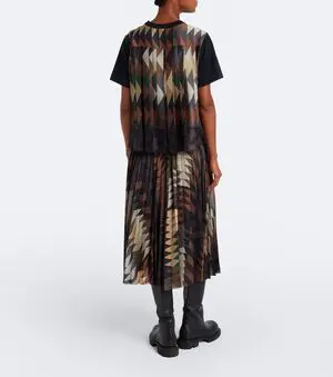 Sacai X A.p.c. Plisse Printed Midi Skirt