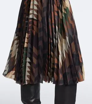 Sacai X A.p.c. Plisse Printed Midi Skirt