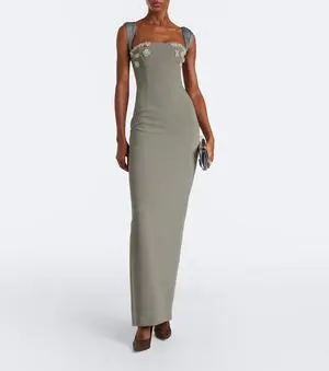 Rachel Gilbert Malia Embellished Crepe Corset Gown