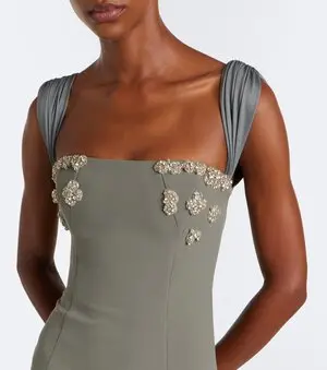 Rachel Gilbert Malia Embellished Crepe Corset Gown
