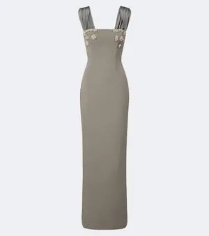 Rachel Gilbert Malia Embellished Crepe Corset Gown - Grey