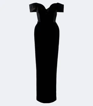 Rachel Gilbert Ryn Off-shoulder Velvet Corset Gown - Black