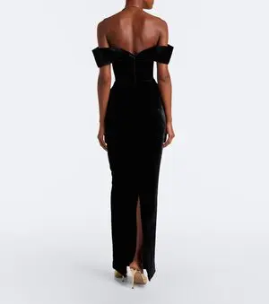 Rachel Gilbert Ryn Off-shoulder Velvet Corset Gown