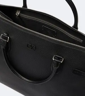 Valentino Garavani Vlogo Leather Briefcase