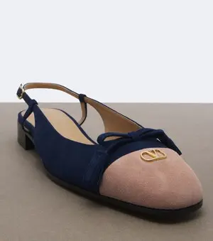 Valentino Garavani Suede Slingback Flats - Blue