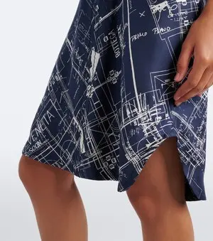 Bottega Veneta Printed Silk Twill Midi Dress