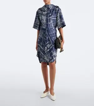Bottega Veneta Printed Silk Twill Midi Dress